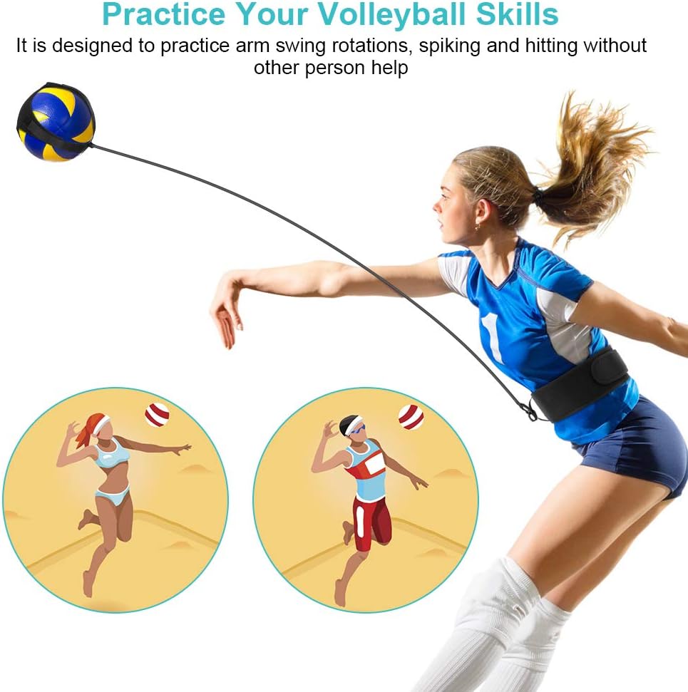 Volleyball Training Equipment Aid, Adjustable Solo Practice Soccer Volleyball Trainer, Volleyball Practice Rope for Serving, Spiking, Swing, Return Ball