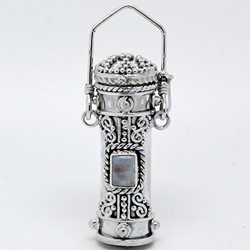 Tall Sterling Silver Rainbow Moonstone Poison Bottle Pillbox Urn Pendant