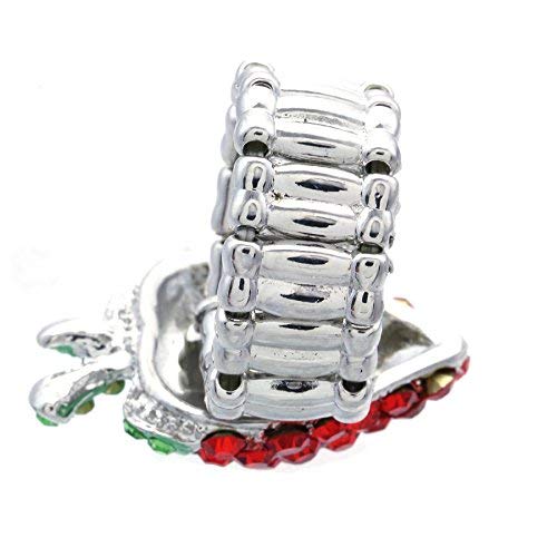 Soulbreezecollection Strawberry Fruit Ring Red Green Rhinestone Adjustable Band