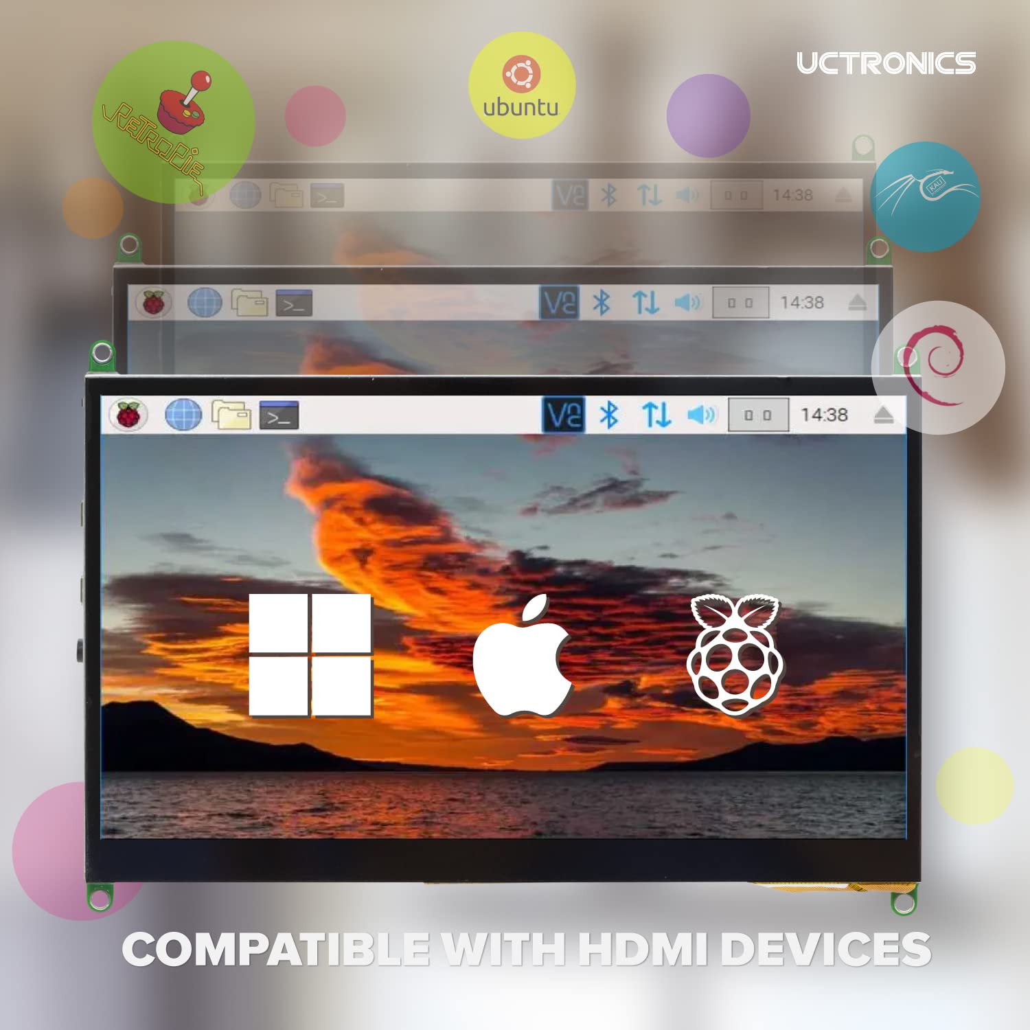 UCTRONICS 7 Inch IPS Touch Screen for Raspberry Pi 4, 1024×600 Capacitive HDMI LCD Touchscreen Monitor Portable Display for Raspberry Pi 4 B, 3 B+, Windows 10 8 7 (Free Driver)