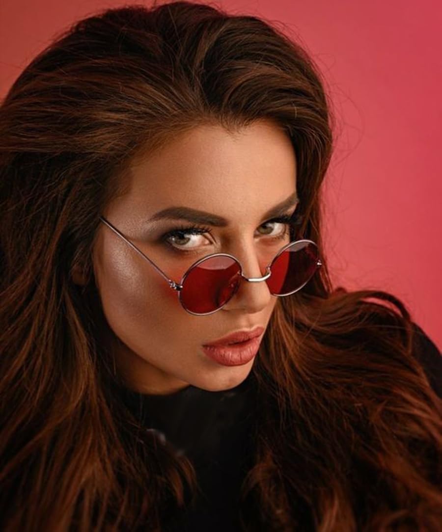 SORVNIO Round Retro Sunglasses Men Women Vintage Small Circle Red Black Hippie Style Sun Glasses