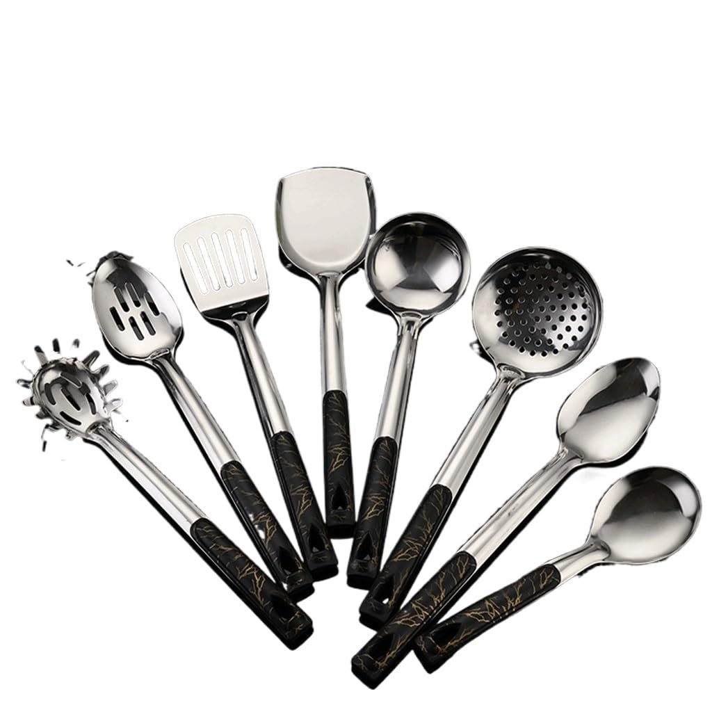 SLEEVY Stainless Steel Kitchen Tools Cooking Set Spatula Shovel Soup Spoon Kitchen Accessories Baking Tools (Color : E, Size : 8 pieces)