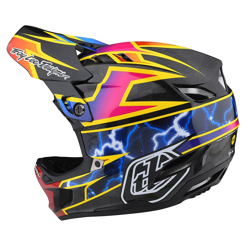 Troy Lee Designs D4 Carbon Full Face Bicycle Helmet for Max Ventilation Lightweight MIPS EPP EPS Racing Downhill DH BMX MTB - Adult Men Women - Lightning Black, X-Large