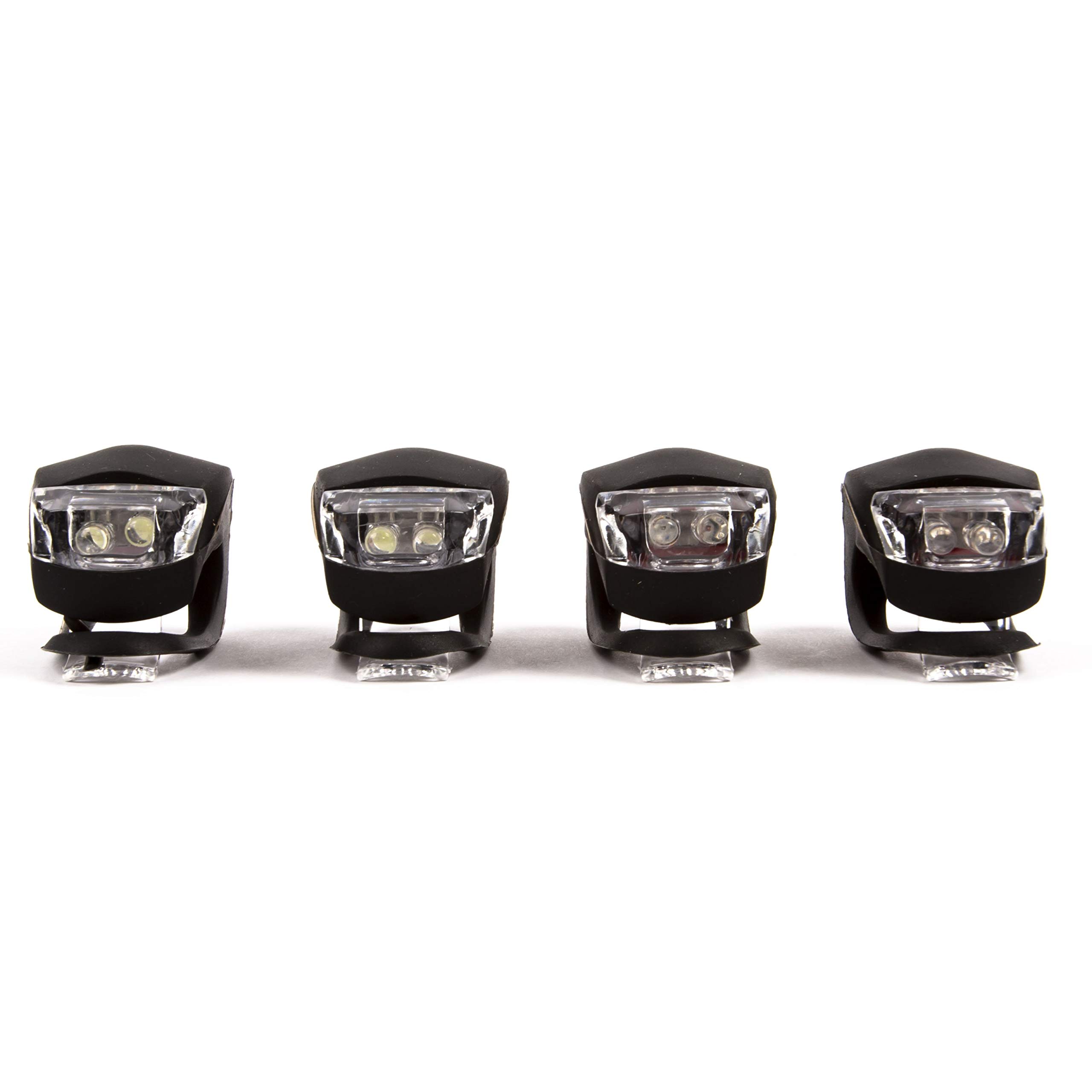 VeloChampion Bike Lights Front and Back Set of Red & White Bright Bicycle Lights Front Rear with Waterproof Silicone Housing (4 Bike Lights)