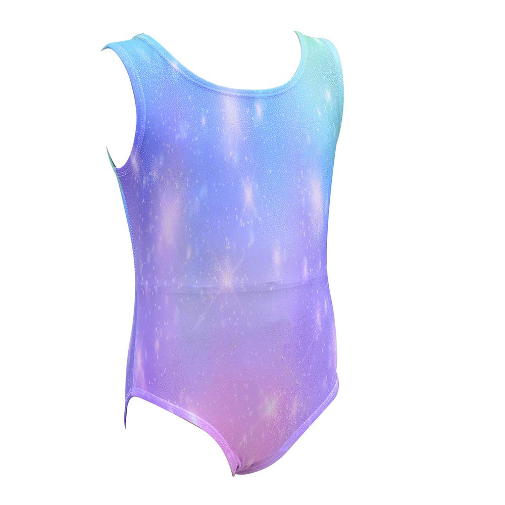 ZIZI Girl's Gymnastics Leotards One-piece Sparkle Colorful Rainbow Dancing Athletic, Purple, 7-8Years(140)