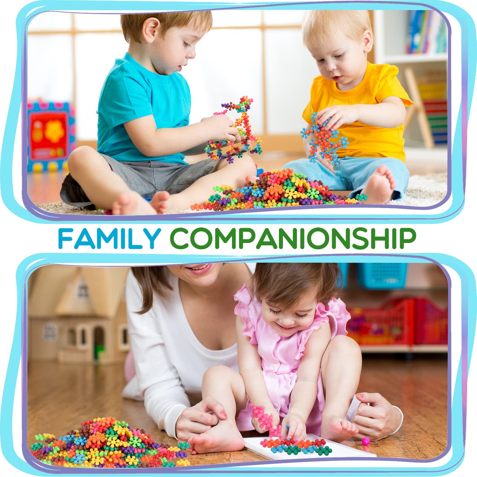 Vinsot 800 Pcs Building Blocks Stem Toys Educational Building Toys Discs Sets Snowflake Interlocking Solid Plastic Connecting Block Teaching Supplies for Preschool Boy and Girl Aged 3+ Learning Game