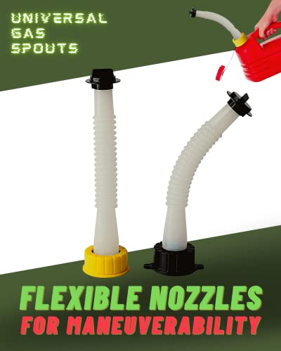 Universal Gas Can Spout Replacement 5 Gal (3 Pack) Gas Can Nozzle Fits All Sizes Blitz, Scepter, Old Style Gas Cans, Includes Nozzles, and Vent Caps