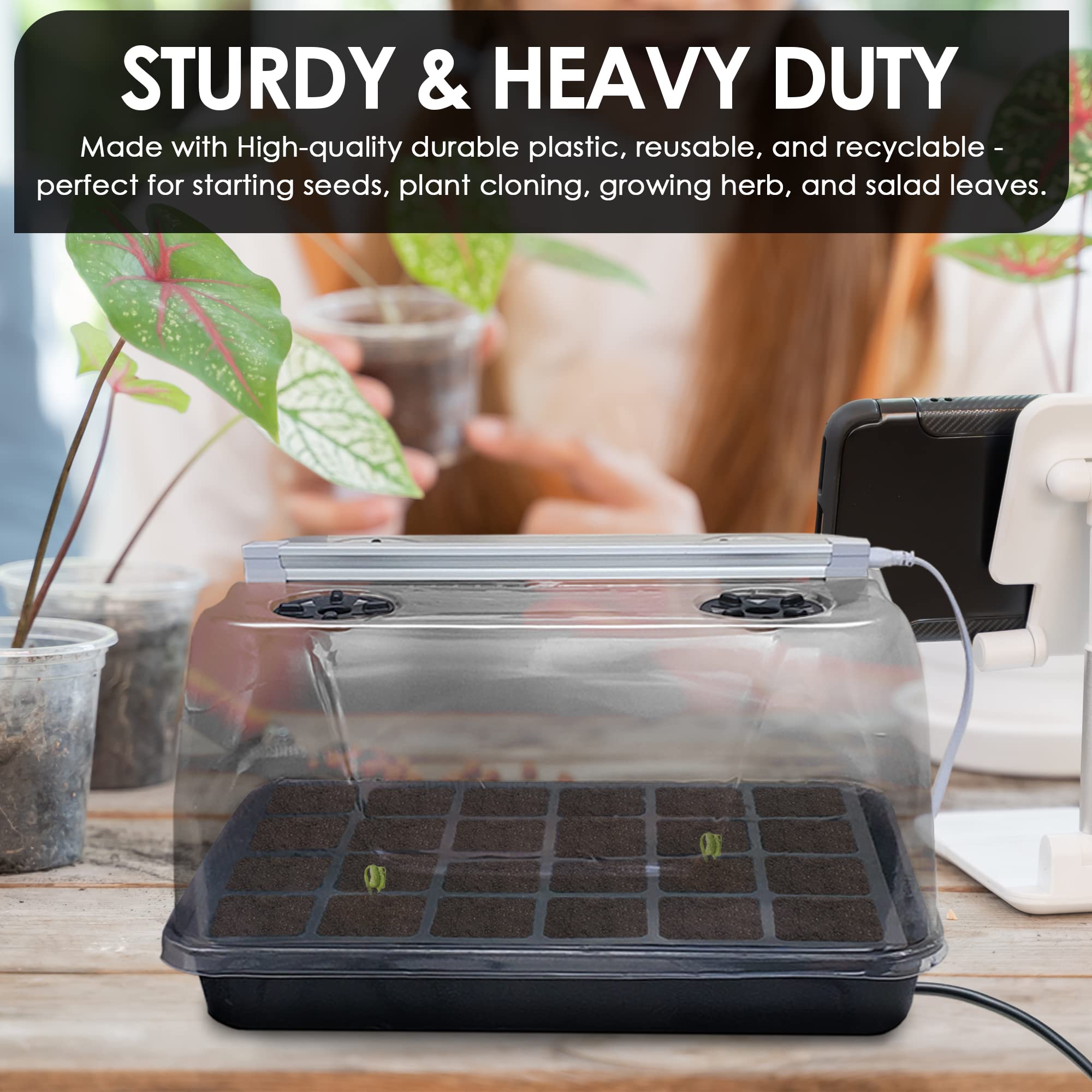 Seed Starter Tray Kit, Oron Lifestyle Germination Starter Kit for Starting Seeds or Cuttings, (Heat Tray, T8 Grow Light, Peat Pellets, 24 cell Starter Tray, Adjustable Clear Humidity Dome and More)