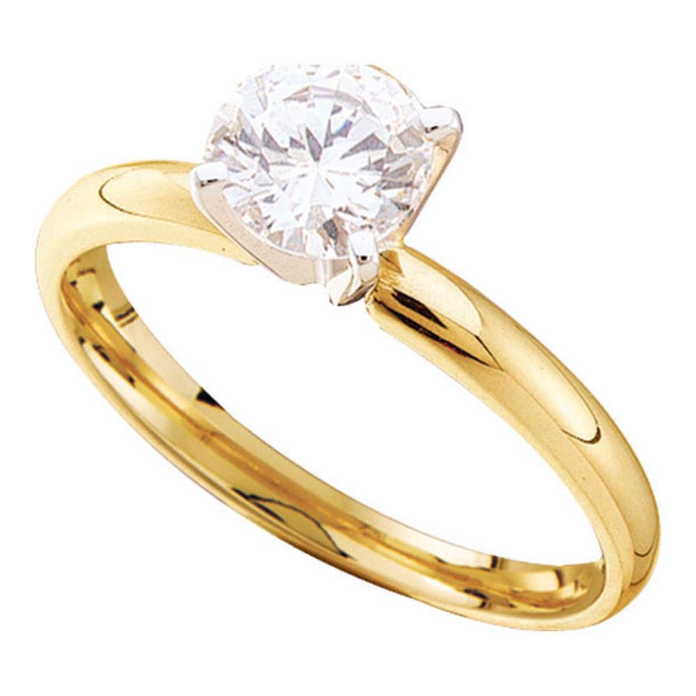 The Diamond Deal 14kt Yellow Gold Womens Round Diamond Solitaire Bridal Wedding Engagement Ring 1/6 Cttw