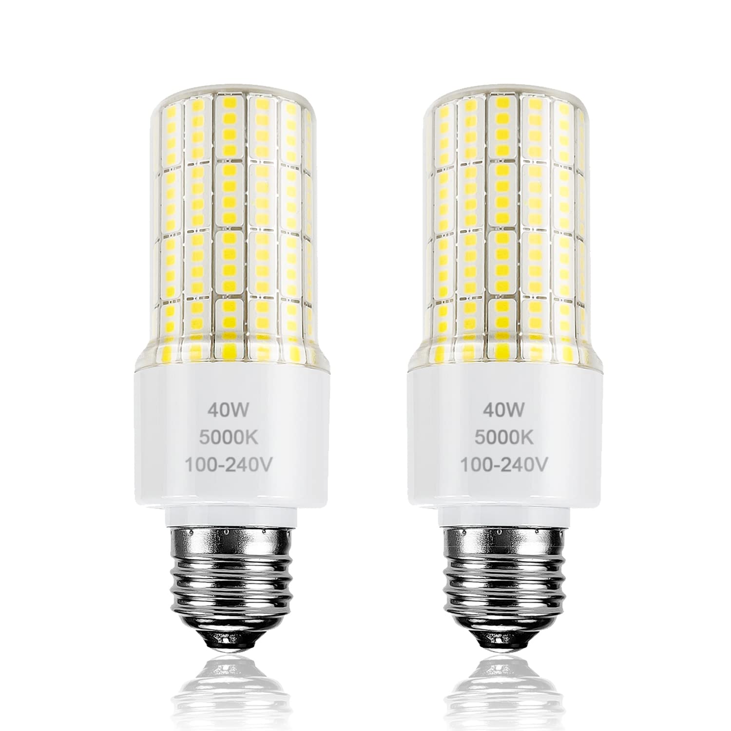 ZP 2-Pack 40W LED Corn Light Bulb- 300W Equivalent 5000 Lumen 5000K Daylight- E26 Base LED Corn Light for Home Garage Warehouse Workshop Office Backyard (40)