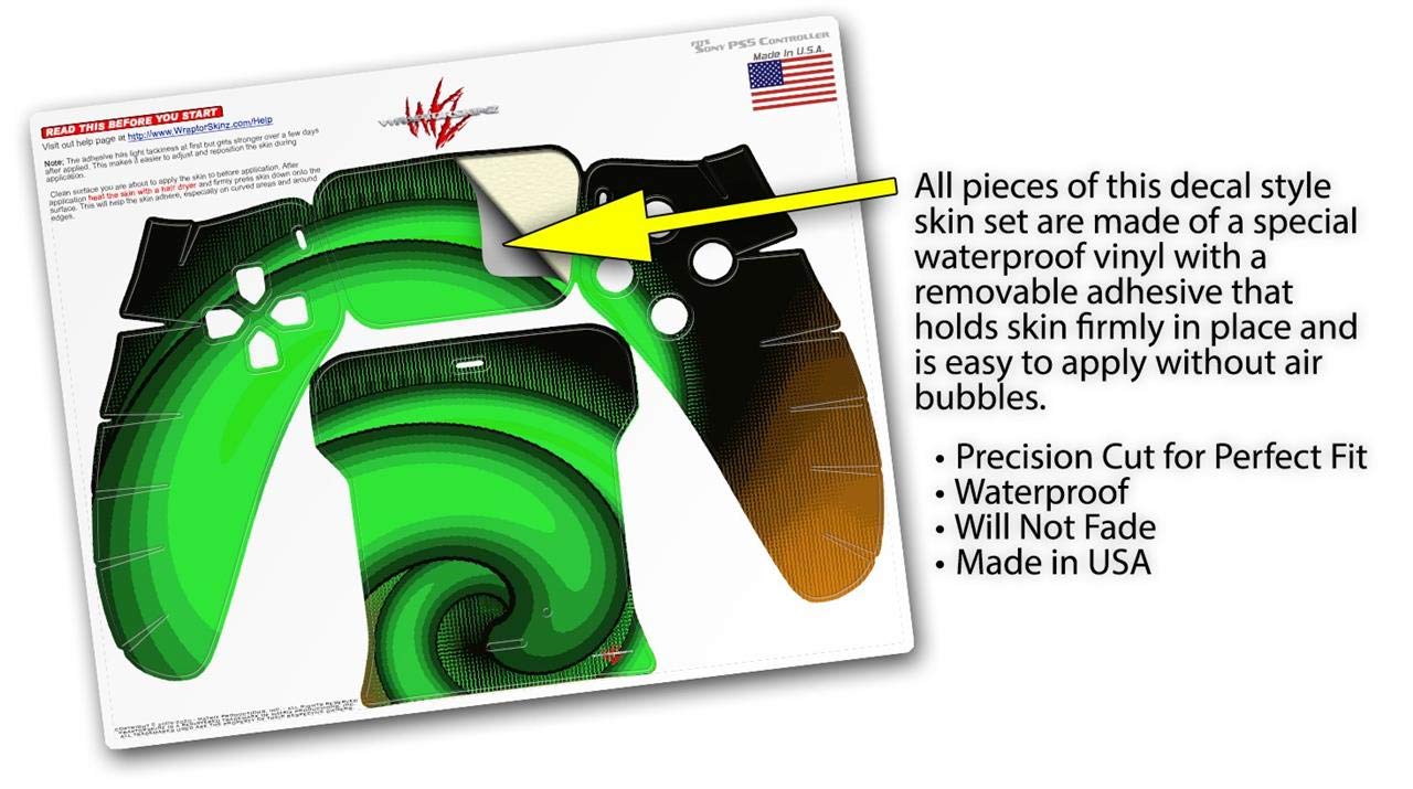 WraptorSkinz Skin Wrap compatible with Sony PS5 DualSense Controller Alecias Swirl 01 Green (CONTROLLER NOT INCLUDED)
