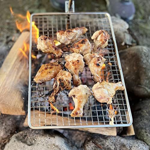 Zalderan Campfire Grill Grate. Small Lightweight, Stainless Steel, Portable, Backpack Hiking Grill.