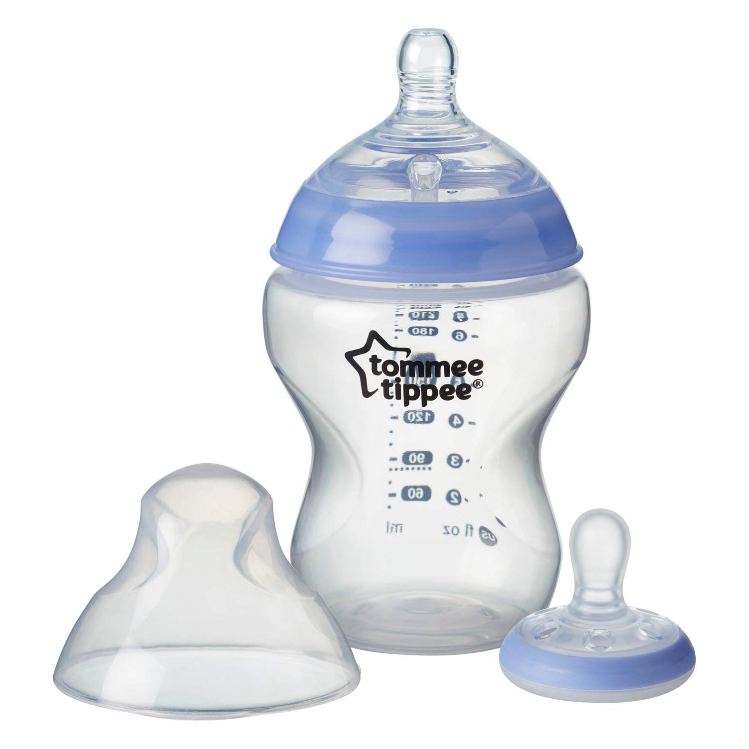 Tommee Tippee Closer to Nature Night-Time Baby Bottle & Breast-Like Pacifier, Glow in The Dark, Clear