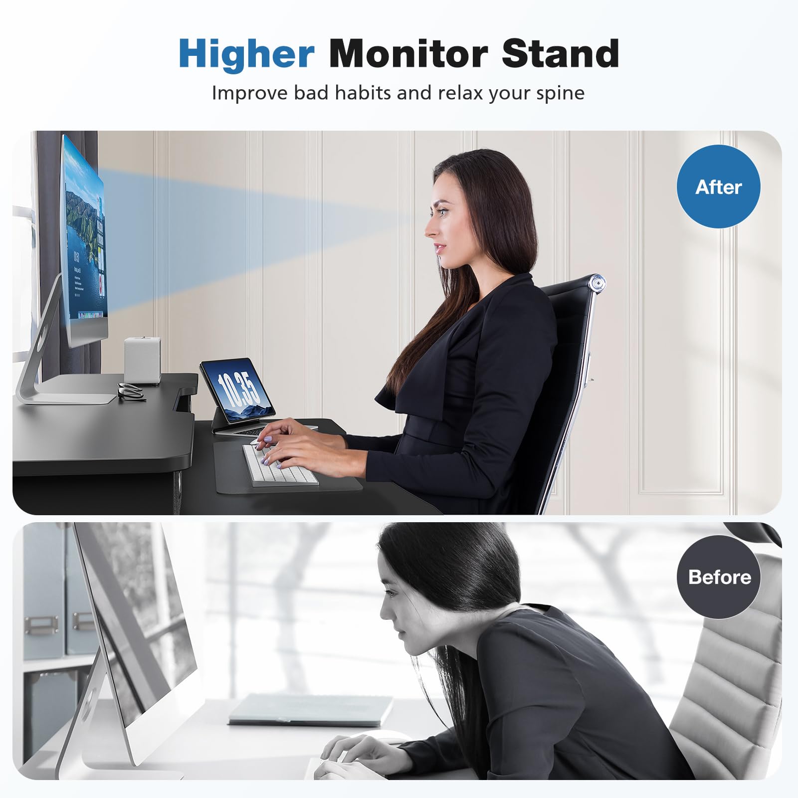 Sweetcrispy Electric Standing Desk with Double Drawer - 48 x 24 inch Adjustable Height Sit to Stand Up Desk with Storage Shelf, Rising Home Office Computer Table with Splice Board