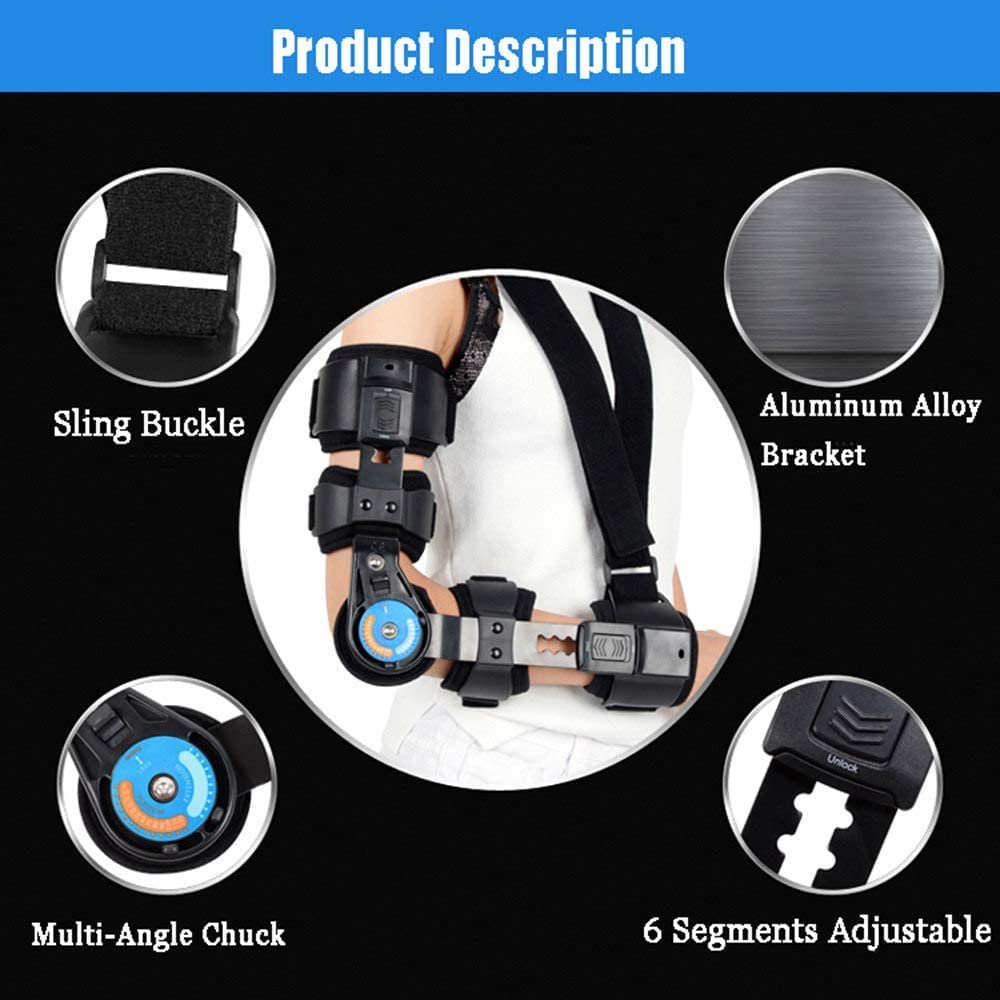 TSUSF Hinged Elbow Brace With Strap Post OP Elbow Brace Stabilizer Splint Arm Orthosis Injury Recovery Support Elbow Immobilizer (Color : Left)