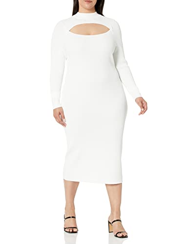 The Drop Women's Chantal Fitted Cutout Rib Midi Sweater Dress, Ivory, S