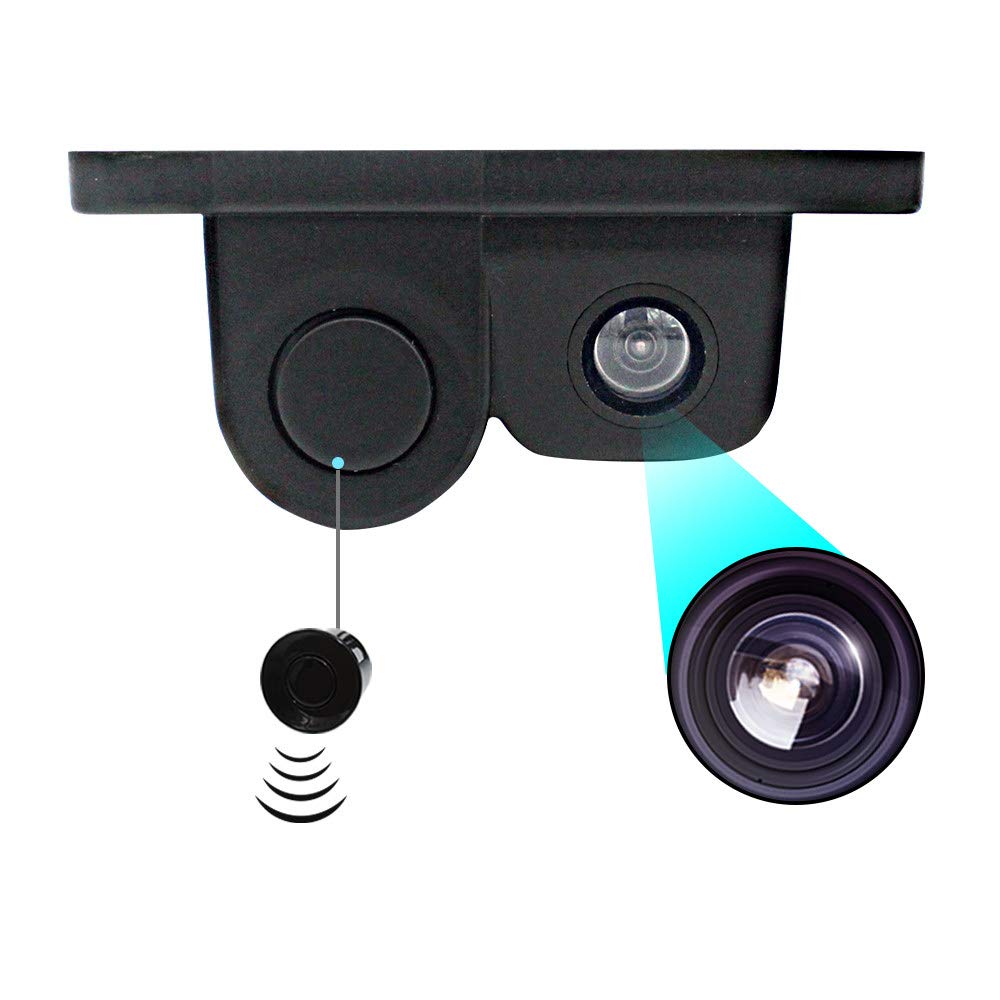Vehicles Backup Camera System with Radar Parking Sensor Buzzer, Waterproof 12V Cars Reversing Reverse Rear View Camera, 170 Degree Wide View HD Camera