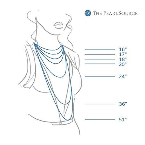 The Pearl Source 7-8mm Genuine Baroque White Freshwater Cultured Pearl & Cubic Zirconia Necklace for Women