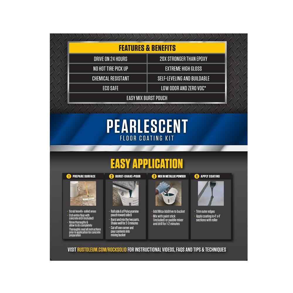 Rust-Oleum 306328 RockSolid Pearlescent 1 Car Garage Floor Coating Kit, Smoky Blue