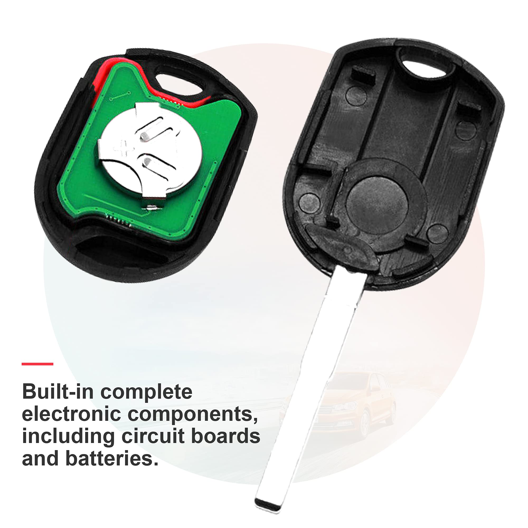VOFONO 4 Buttons Keyless Entry Key Fob Fit for Ford Escape/C-Max 2013-2019/Focus 2012-2019/Transit 2014-2017/Transit Connect 2014-2018/Fiesta 2015-2018 Replacement for FCC ID: OUCD6000022 Pack of 2
