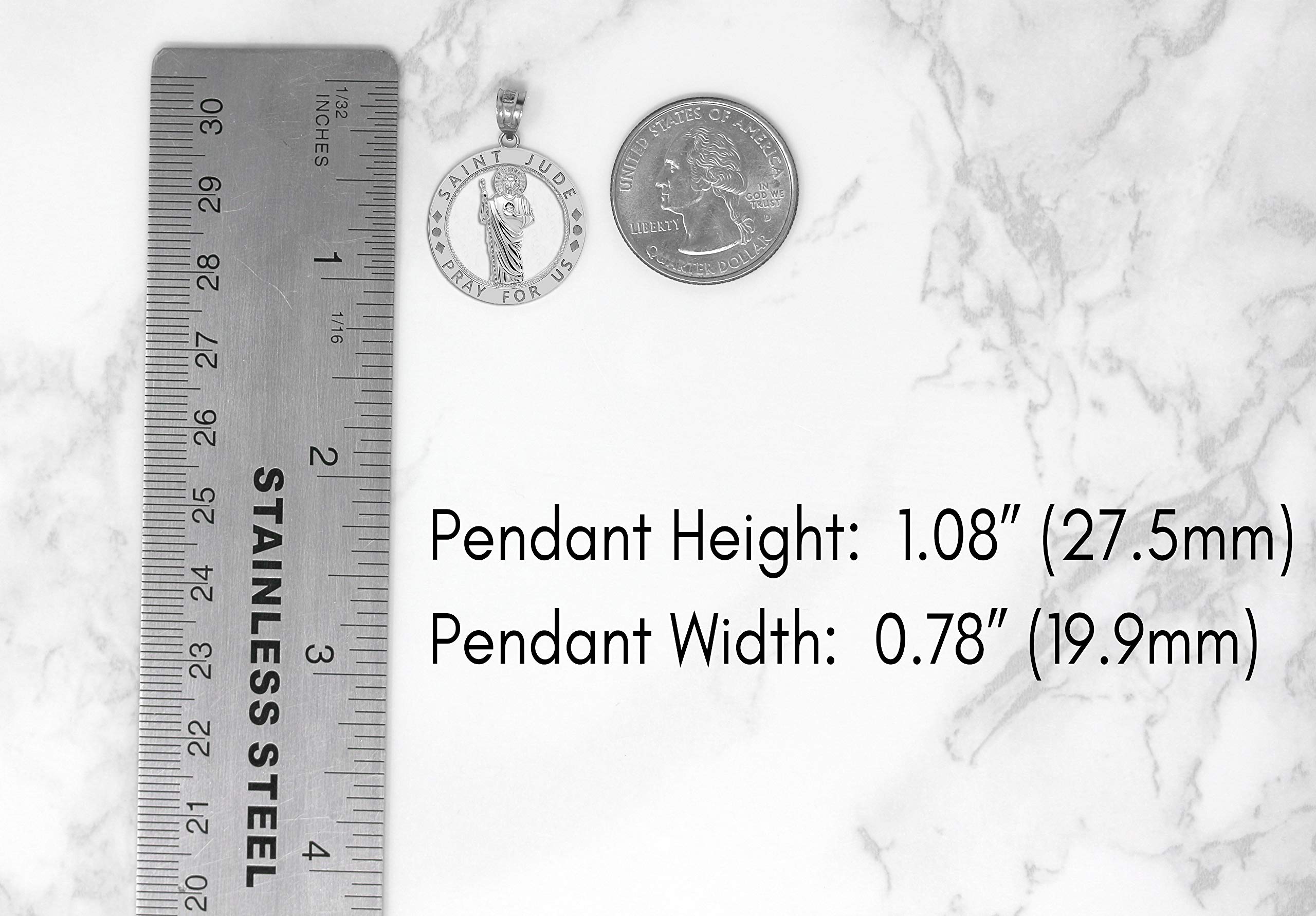 Sterling Silver Saint Jude Pray for Us Charm Round Pendant