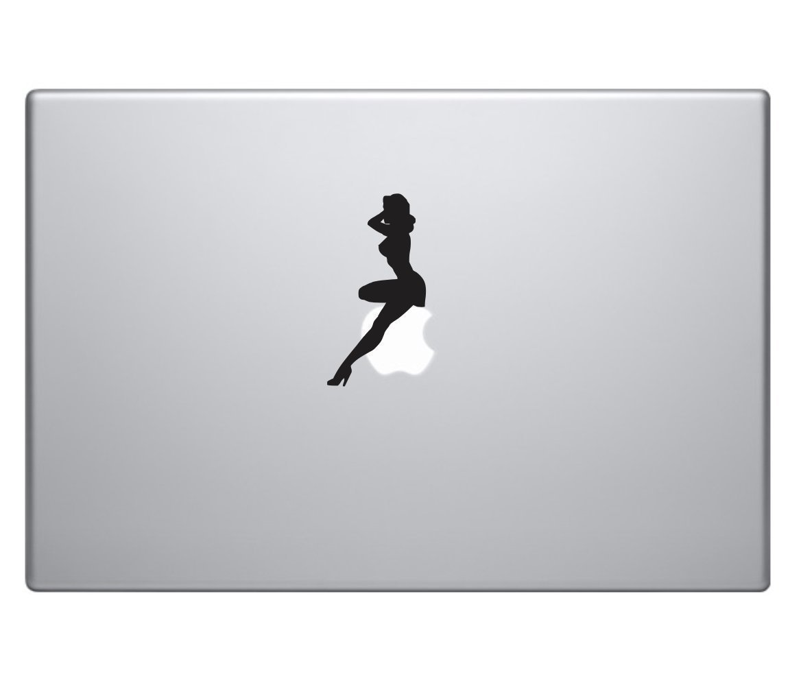 Sexy Pin Up Girl Silhouette Vinyl Decal Sticker Compatible With Apple Logo on iPad MacBook Pro Air Decal 13" 15" 17" Keyboard Keypad Mouse pad Track pad Laptop Babe Sticker