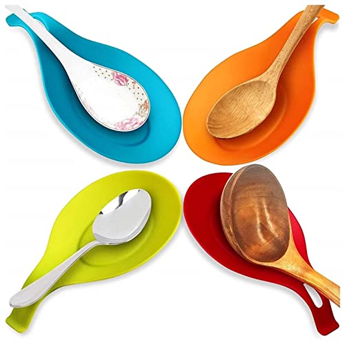VEMMIO Spoon Rests Kitchen Cooking Tools Silicone Spoon Fork Mat Shelf Spoon Rests Pot Clips Holder Organizer Pad Storage Heat Resistant Home Tools (Color : Purple)