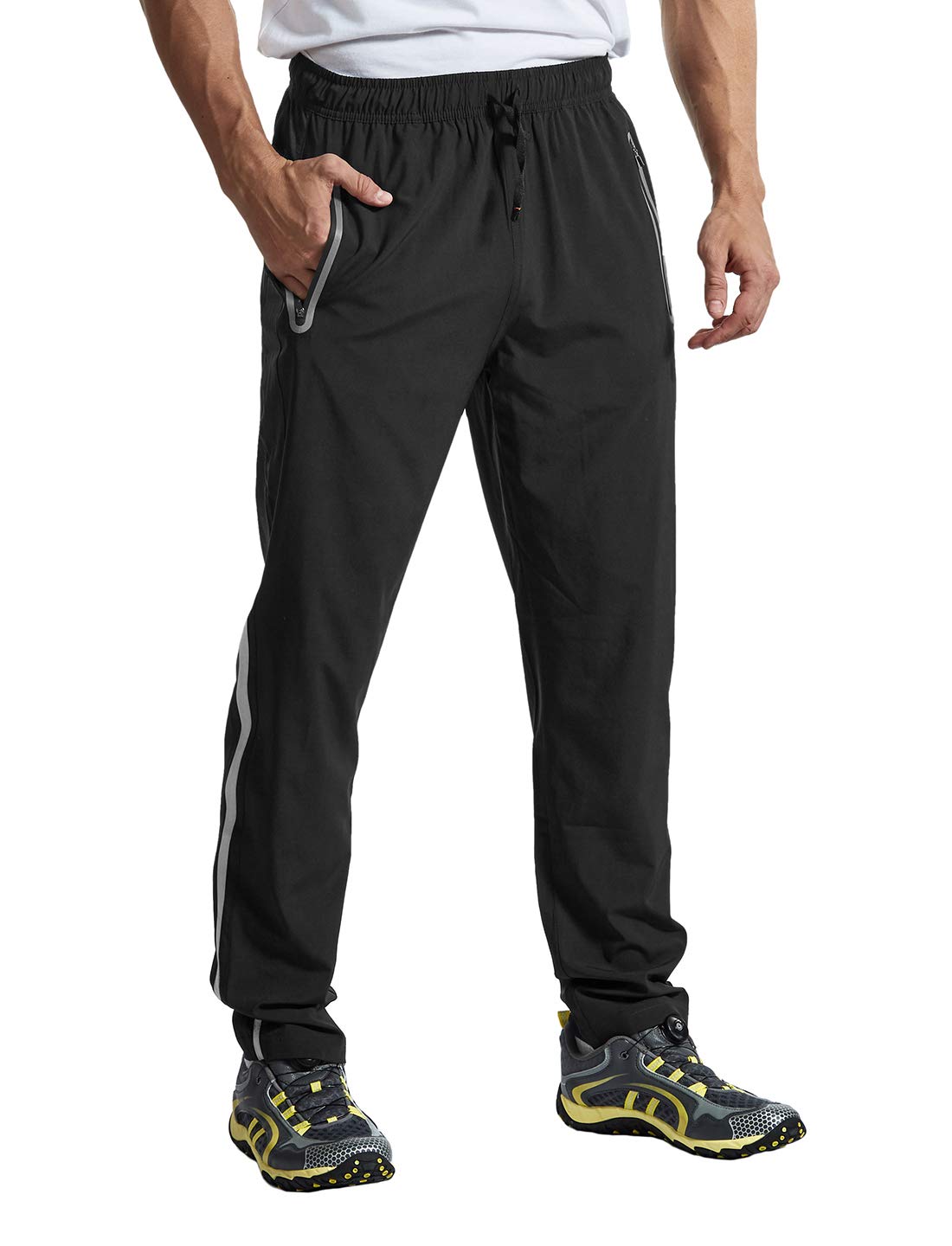 YSENTO Men's Running Hiking Pants Lightweight Quick Dry Mountain Camping Fishing Sport Pants(Black,US M)