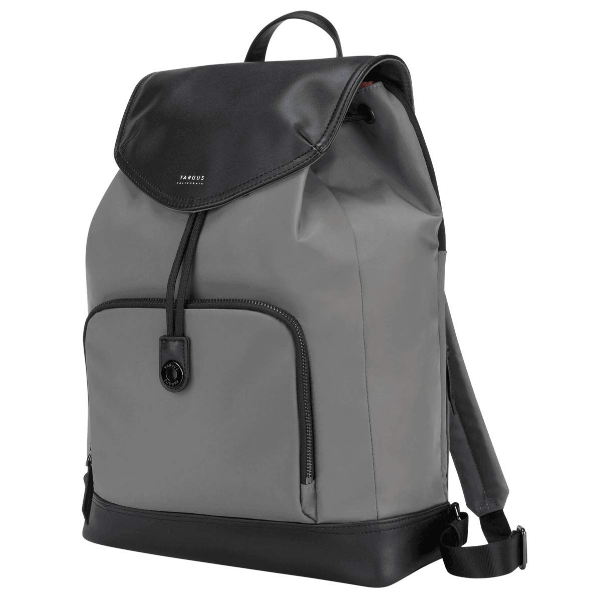 Targus Newport Drawstring Travel and Commute Backpack, Sleek Professional Design with Water-Repellent Nylon, Magnetic Secure Closure, Protective Sleeve fits 15-Inch Laptop, Gray (TSB96404GL)
