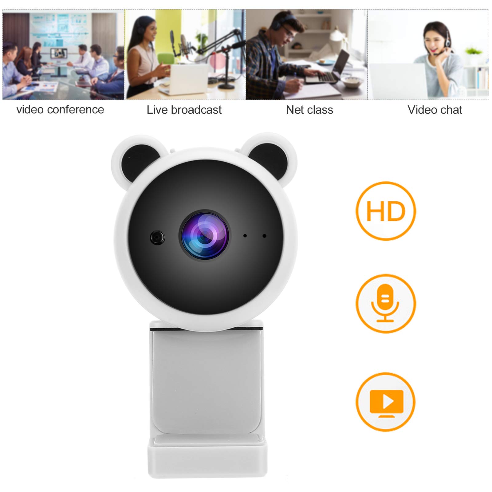SUNGOOYUE 1080P Webcam with Microphone, Plug and Play USB Computer Camera Video Recording Digital Webcam Built in Microphone for Live Broadcast ()