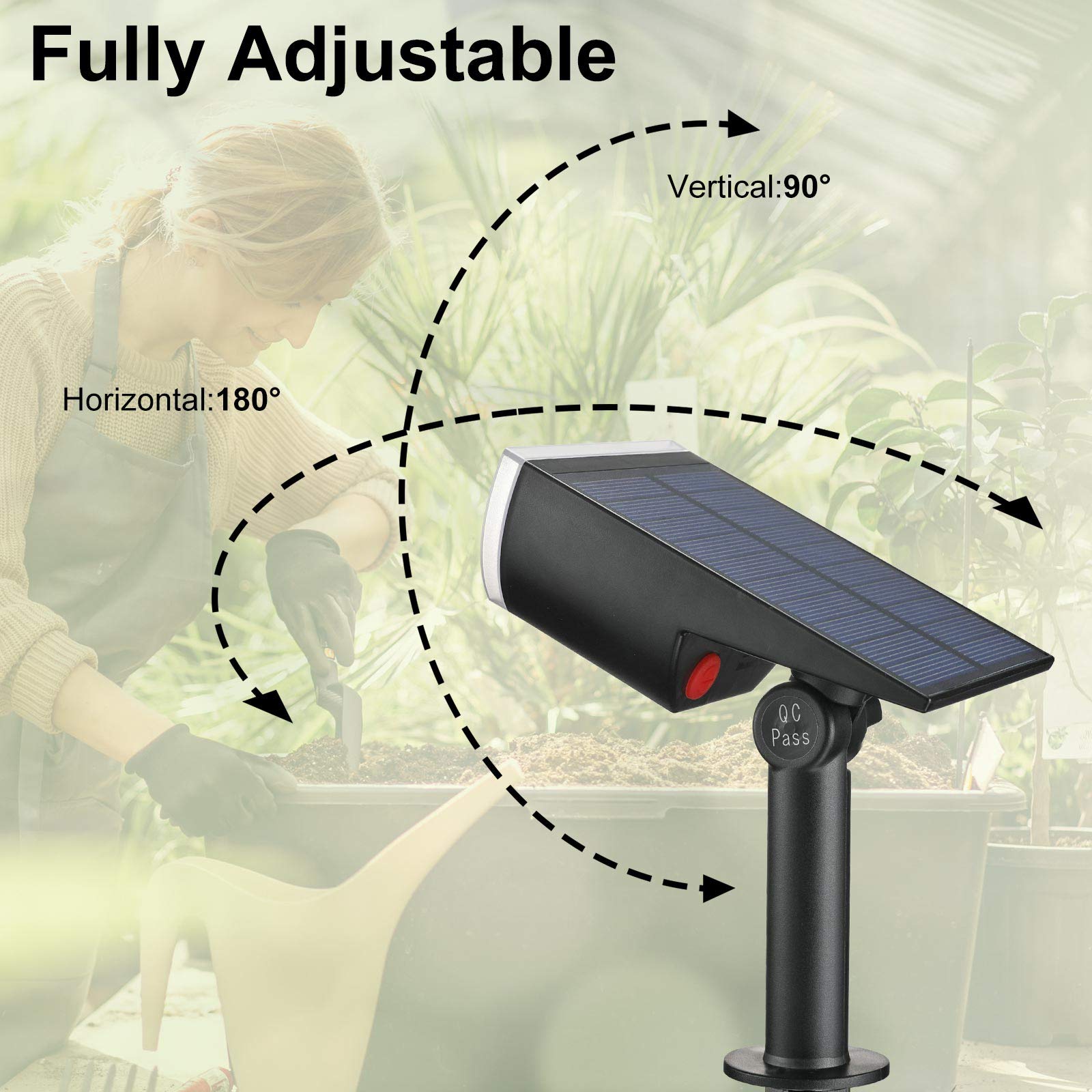 Solar Spot Lights Outdoor, Consciot 12 LEDs IP67 Waterproof Dusk-to-Dawn Solar Landscape Spotlights, Auto On/Off, 2-in-1 Adjustable Solar Powered Wall Lights for Garden Yard, 4 Pack (3000K Warm White)