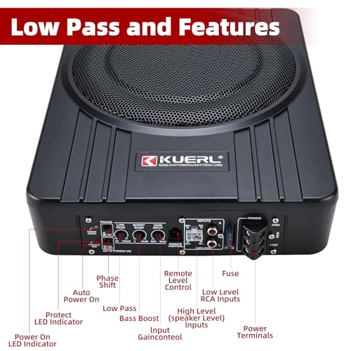 YaCCC 10 Inch 800W Car Under-Seat Sub Woofer Active Powered Amplifier Bass Enclosed,Under Seat Subwoofer and Amp Package