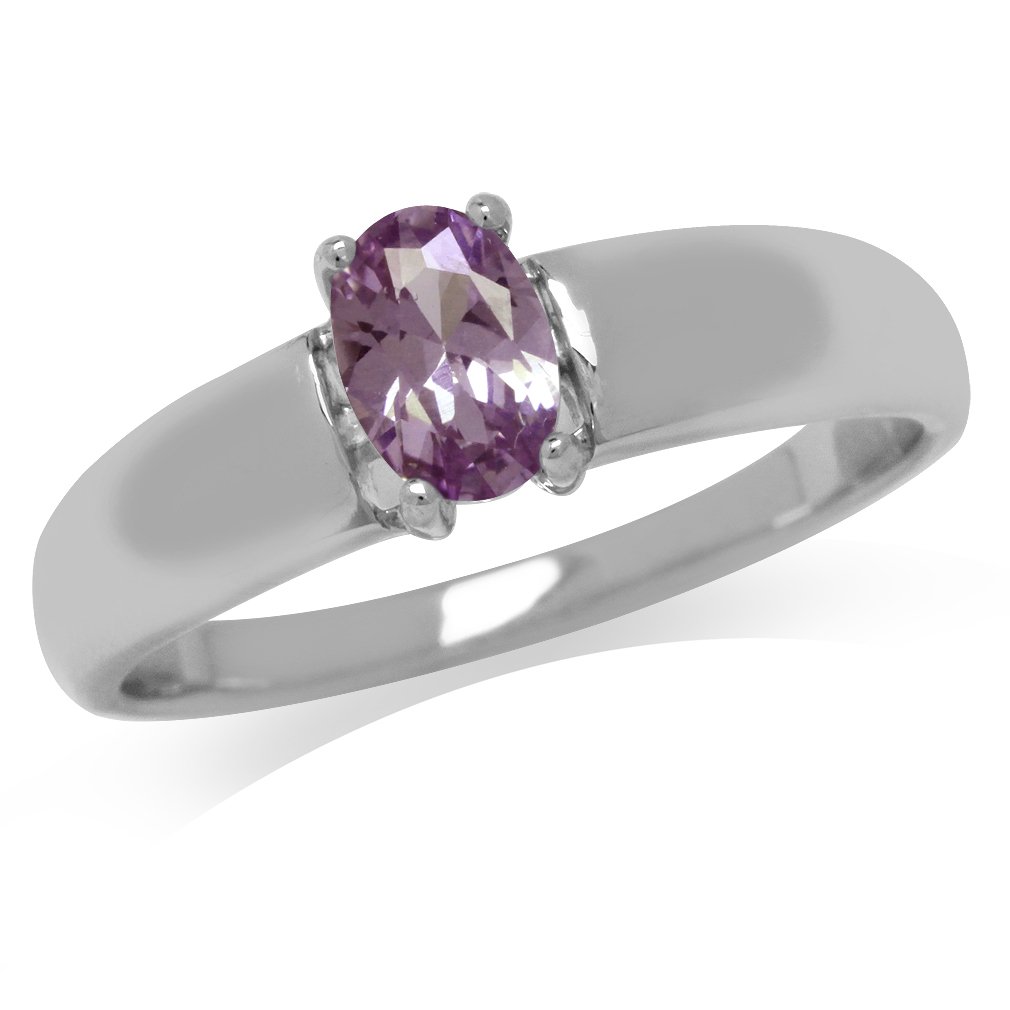 Silvershake Simulated Color Change Alexandrite White Gold Plated 925 Sterling Silver Solitaire Ring Size 6