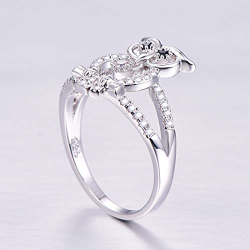 UltraSunday Owl Ring Gift Black Spinel & White Topaz Gemstone Silver Jewelry (7)