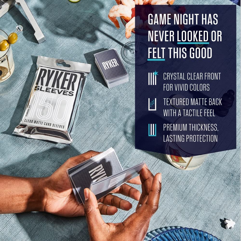 Ryker Sleeves Standard Matte Card Sleeves, 5X Stronger, for Magic The Gathering MTG Card Sleeves Pokemon Trading Cards Board Games (1 Pack, Black)