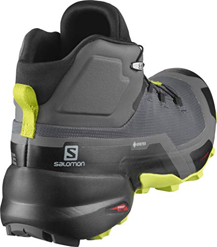 Salomon Cross MID Gore-TEX Hiking Boots for Men, Magnet/Black/Lime Punch, 10