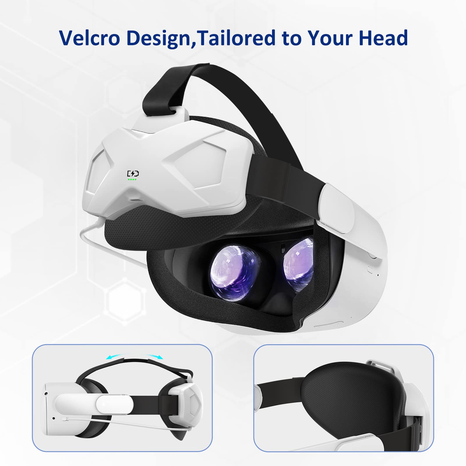 XFORTEN Elite Head Strap for Oculus Quest 2, with 5000 mAh Battery Pack, Adjustable Head Strap for Enhanced Support and Comfort in VR Accessories