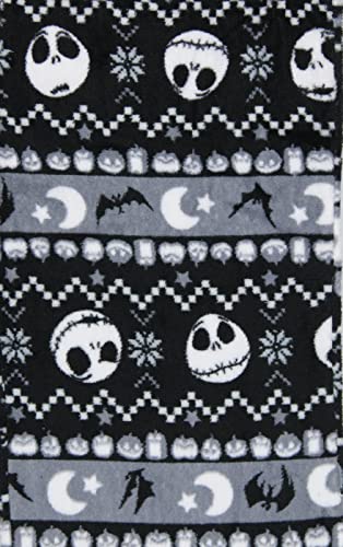 The Nightmare Before Christmas Women's Jack Skellington FairIsle Minky Plush Pajama Pants (Large) Black
