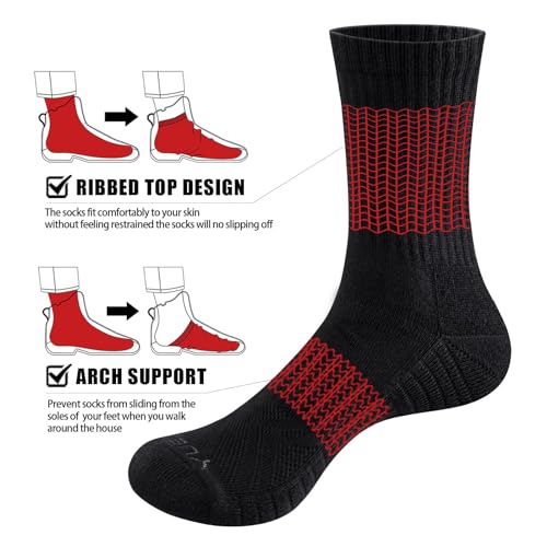 YUEDGE Men's Grey Performance Training Athletic Socks Moisture Wicking Cotton Cushioned Crew Socks for Men 10-13, 5 Pairs/PacK