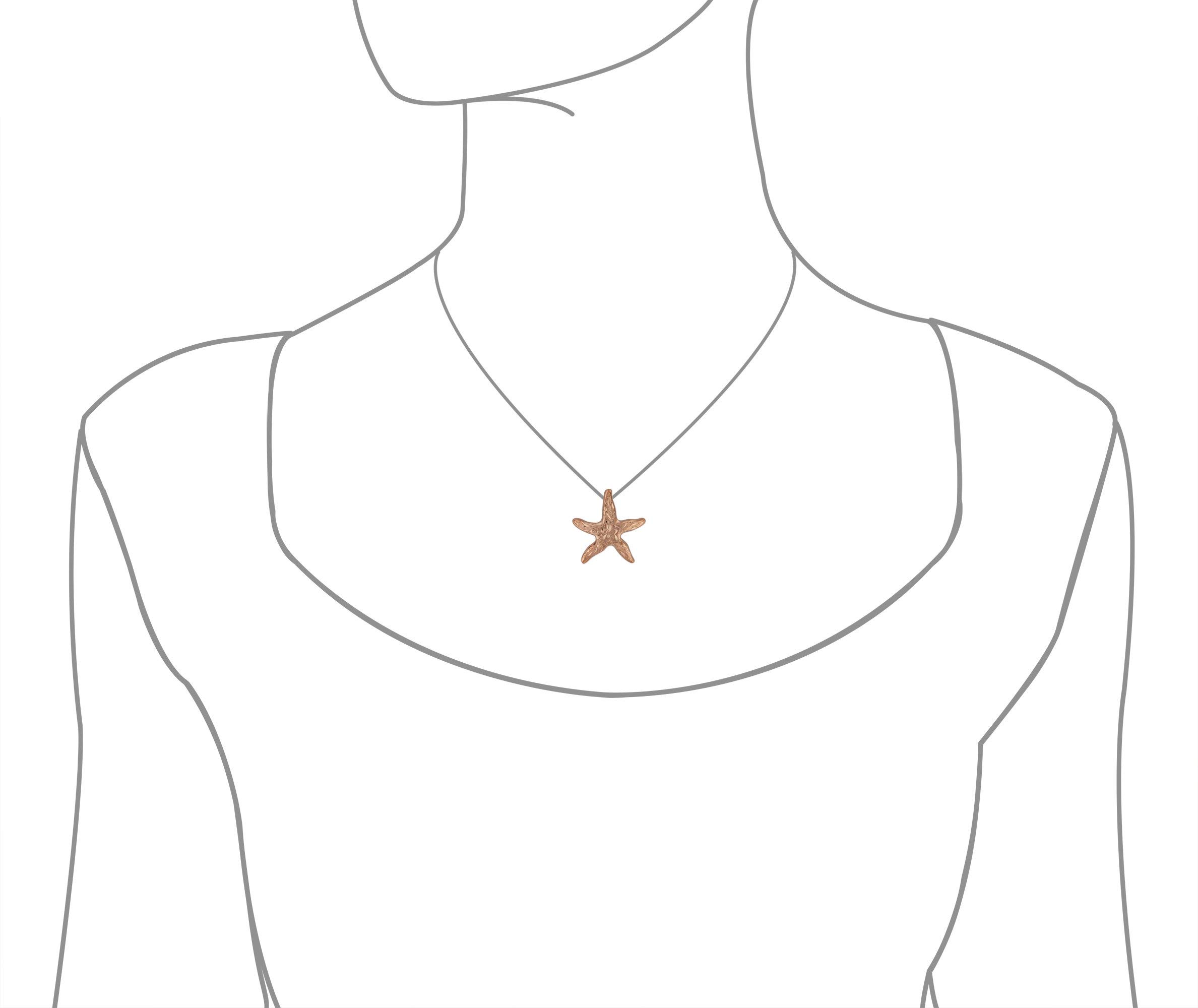 Sterling Silver with Rose Gold Tone Overlay 1 Inch Engraved Starfish Pendant