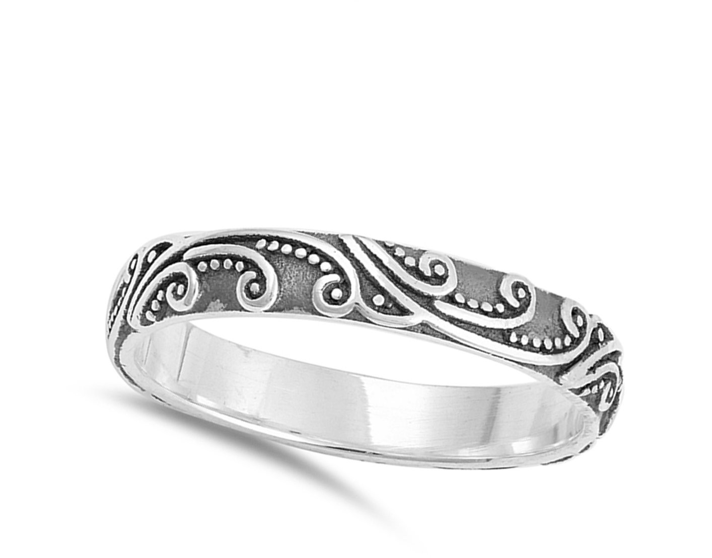 Swirl Bali Eternity Stackable Cute Ring New .925 Sterling Silver Band Size 6