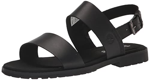Timberland Women's Chicago Riverside Backstrap Sandal, Black Full-Grain, 8