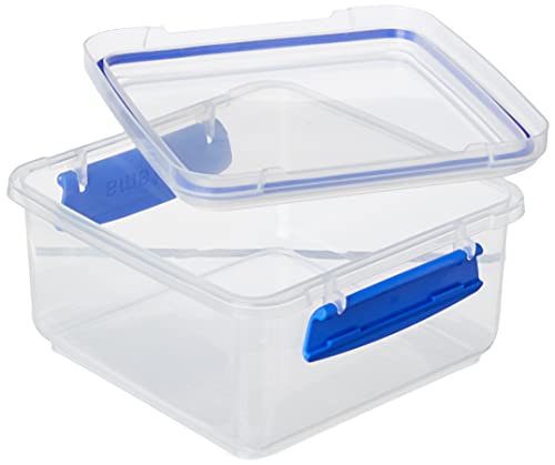 Sistema 16-Piece Food Storage Containers with Lids for Lunch, Meal Prep, and Leftovers, Dishwasher Safe, Clear/Blue