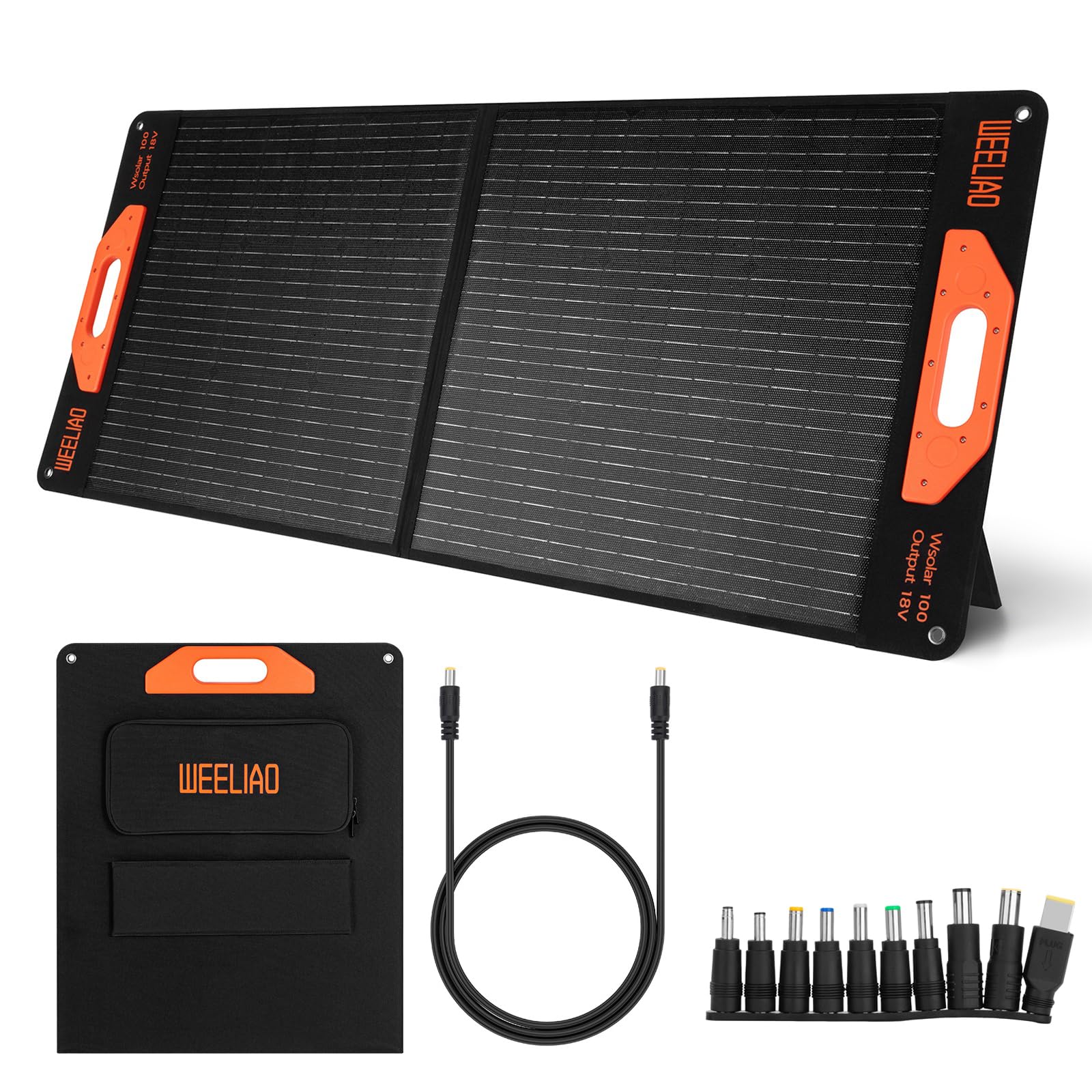 Solar Panel 36V 200W for Power Station Portable Solar Panel with 10 Connectors Waterproof Foldable Mono Solar Cell Solar Charger for Power Bank, Power Supply, Laptop,Phone, Camping, Off Grid Living