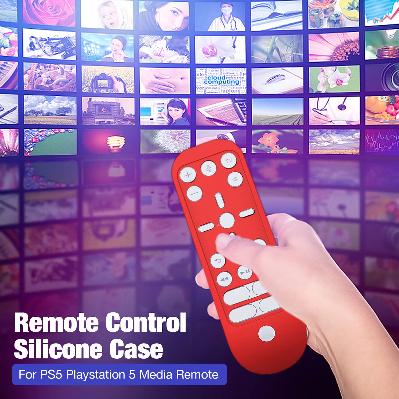 Seltureone Compatible for PlayStation 5 Media Remote Cover, Overall Full Body Silicone Protective Case Sleeve for PS5 Remote Control, Shock Absorption Washable, Red