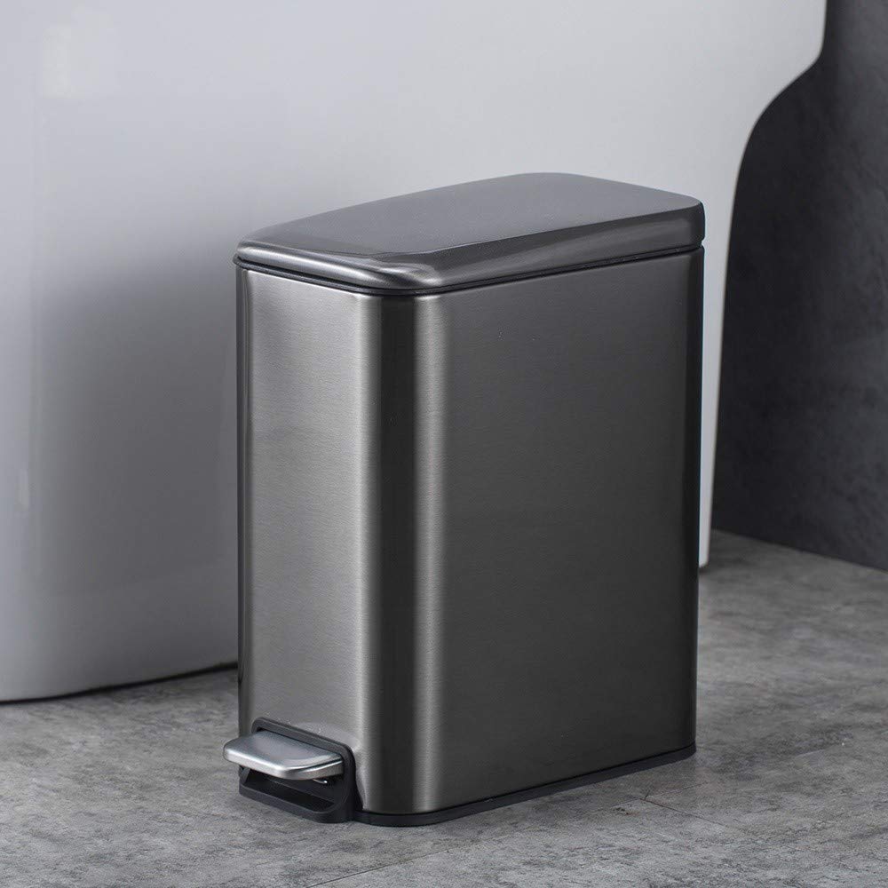 VATTEA Trash Can 5L/1.3 Gallon Stainless Steel Waste Bin Dust Bin Waste Basket Recycle Bin Waste Basket Trash Can Black