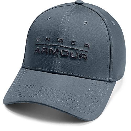 Under Armour Men's Wordmark Stretch Cap, Wire (073)/ Black, Medium/Large