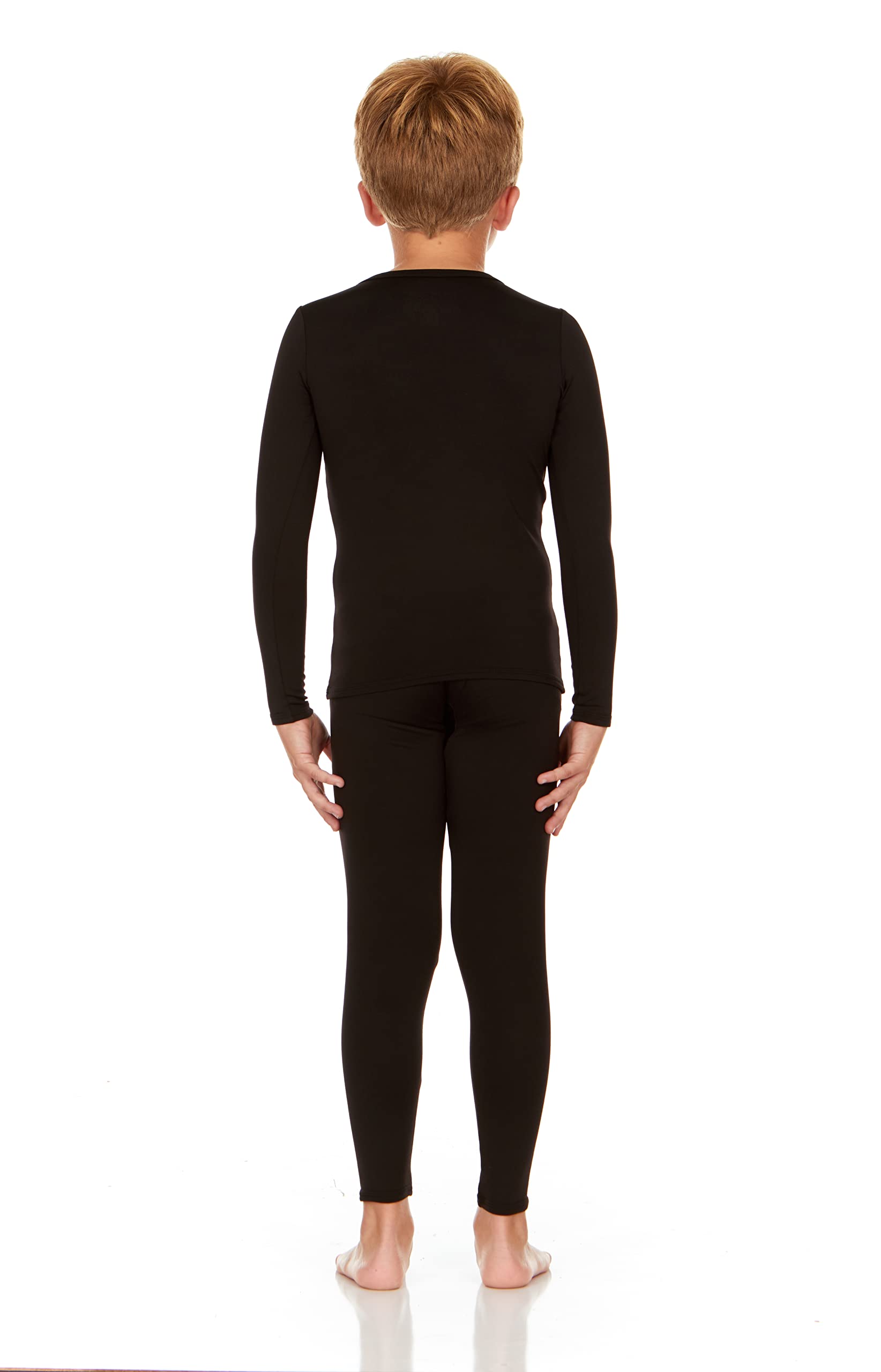 Thermajohn Thermal Underwear for Kids, Boys Thermal Underwear Set | Kids Base Layers for Skiing | Long Johns for Boys Kids, Black, (M)