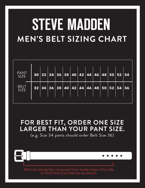 Steve Madden Men's Dress Casual Every Day Leather Belt, Black/Brown (Burnished), 40