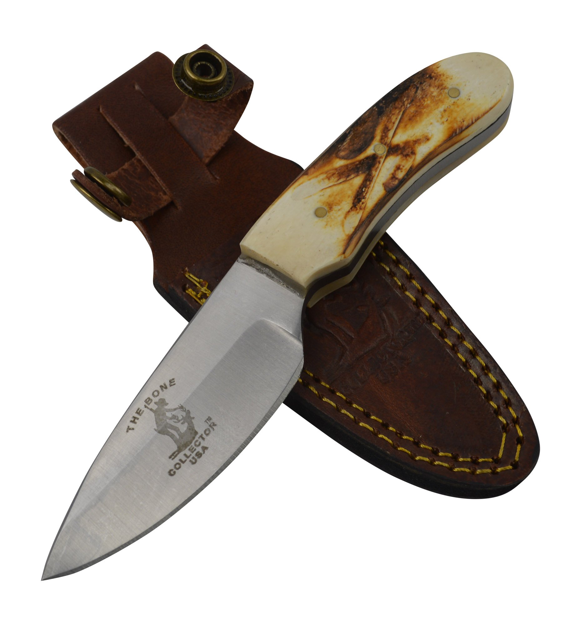 The Bone Collector Survival Skinner Full Tang Fixed Blade Hunting Knife BC-808 Real Bone Handle Skinning Knives Gift Set Pack of 2